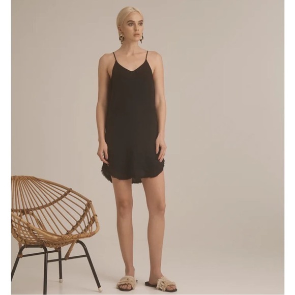 krisa | Dresses | Krisa Linen Raw Frayed Hem Vneck Cami Mini Tank Dress ...